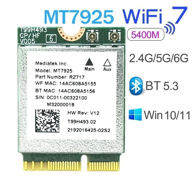 MediaTek MT7925 M.2 WiFi Network Card Bluetooth5.3 5400Mbps Wireless Card 二手價錢及狀況 - Price二手買賣區 ...